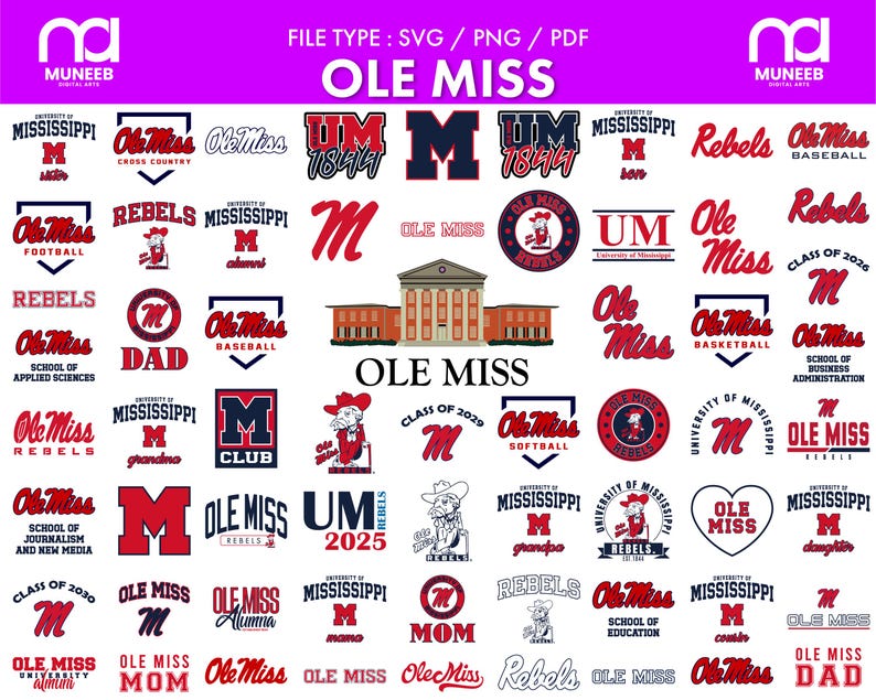 Ole Miss Svg Bundle Ole Miss Png Clipart Um Cut Files for Cricut Rebels ...