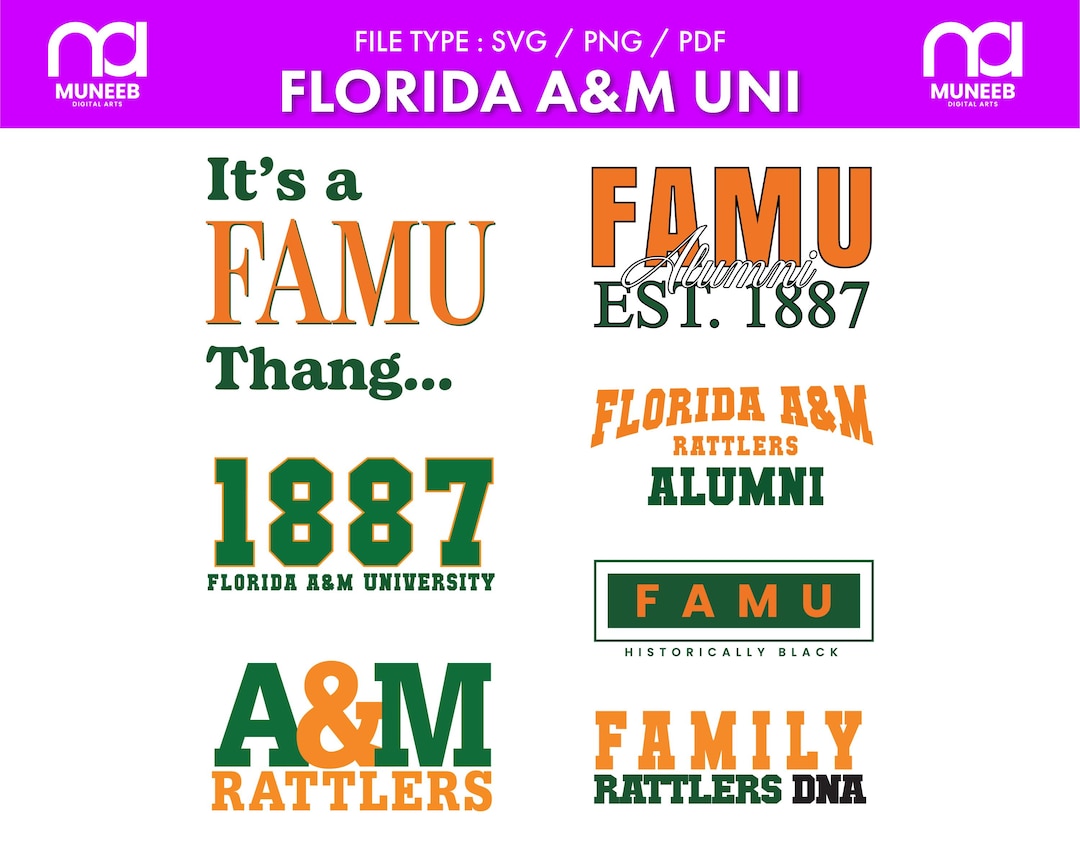 HBCU Made Florida A&M University Svg Designs Bundle Pack of 7 Famu Png ...