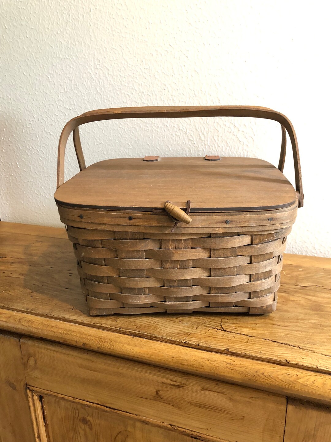 Vintage Longaberger Square Pie Carrier Picnic Basket With Riser - Etsy