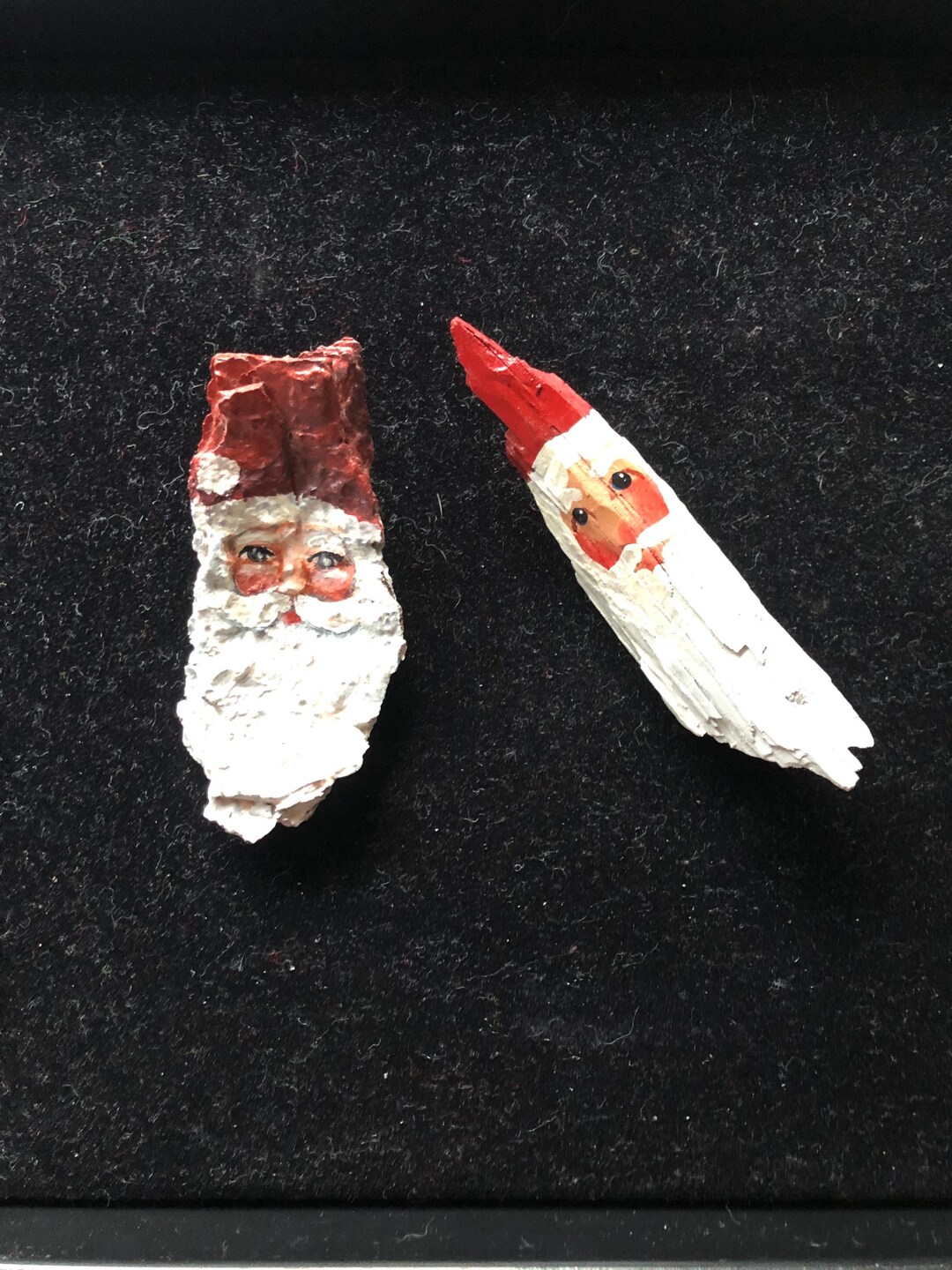 Vintage Handpainted Wood Bark Santa Claus Lapel Pins - Etsy