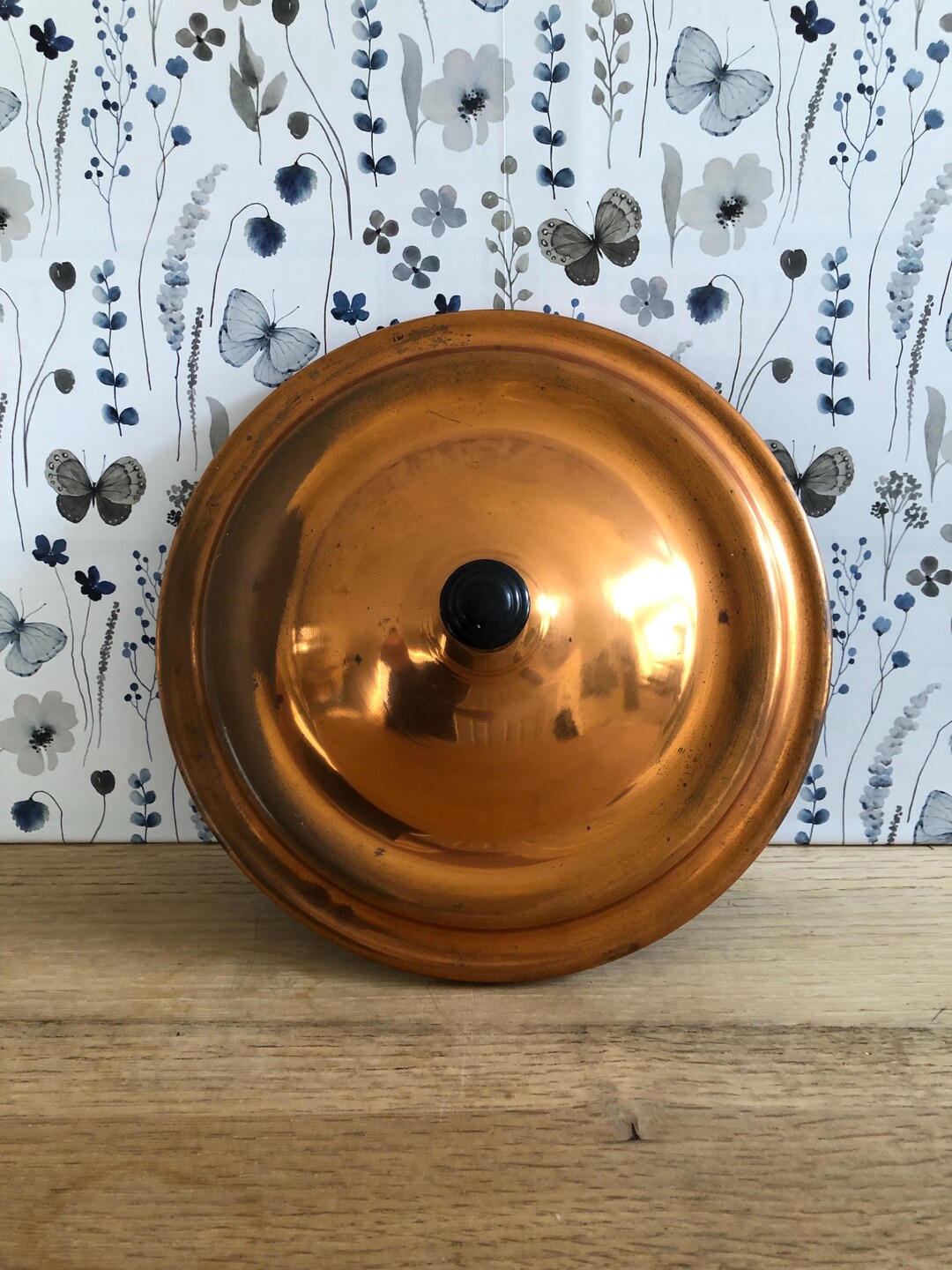 Vintage Copper and Metal Round Pot Lid With Knob - Etsy