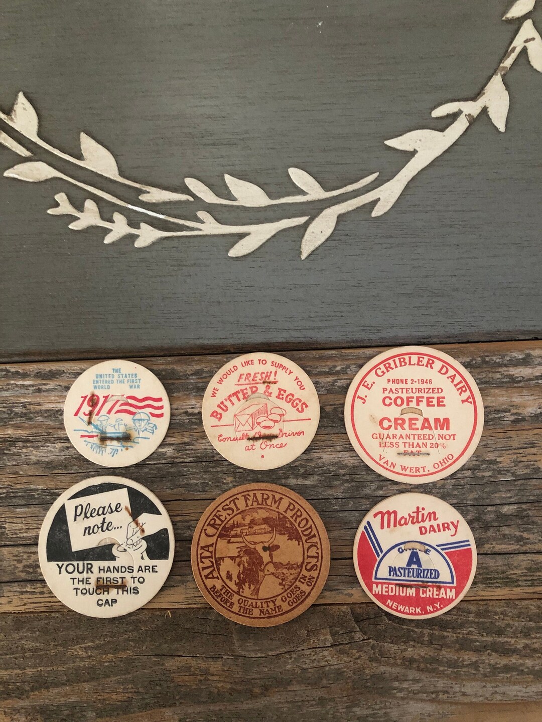 Vintage Cardboard Paper Milk Bottle Caps Set of 6 - Etsy
