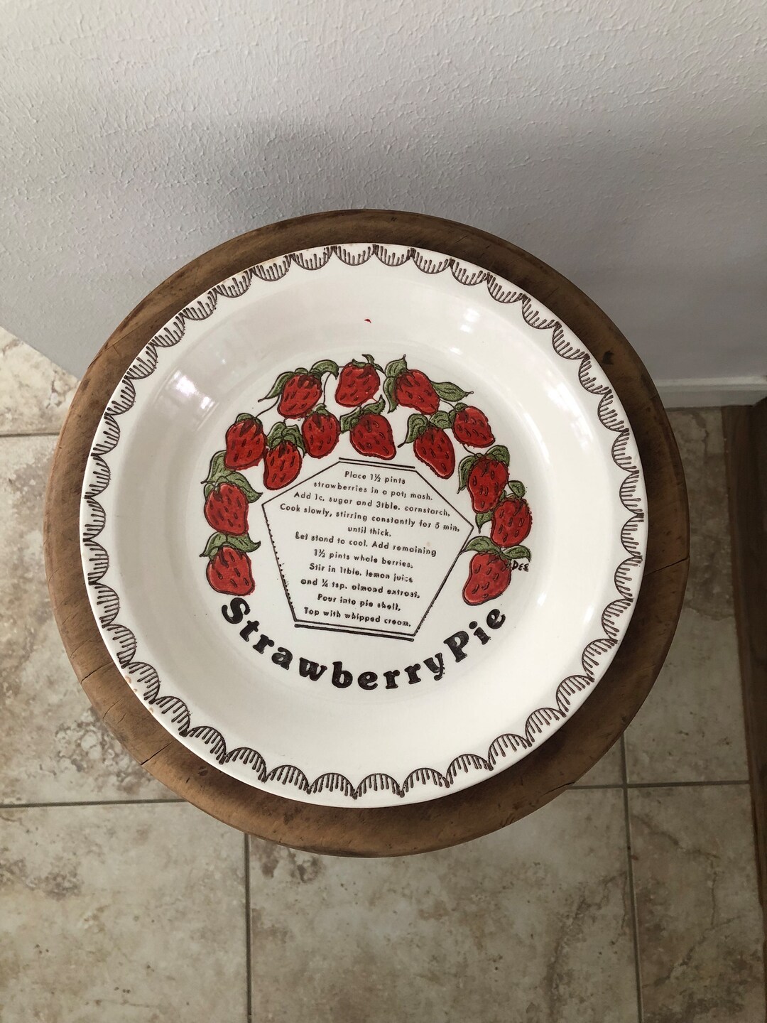 Vintage Ceramic Strawberry Pie Recipe Pie Plate Baking Dish - Etsy