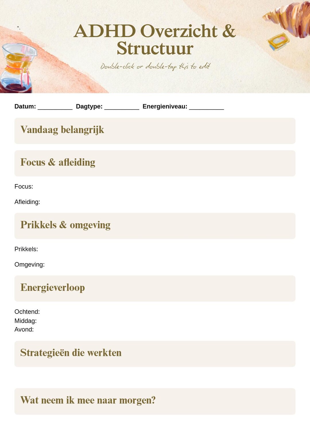 ADHD Overview & Structure – Day Planner for Focus | A4 Printable PDF - Etsy