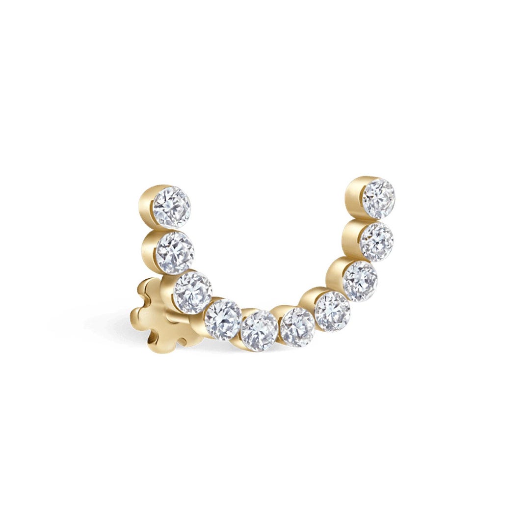 Invisible Set Diamond Curve Stud White Gold, Lab Grown Helix Cartilage ...