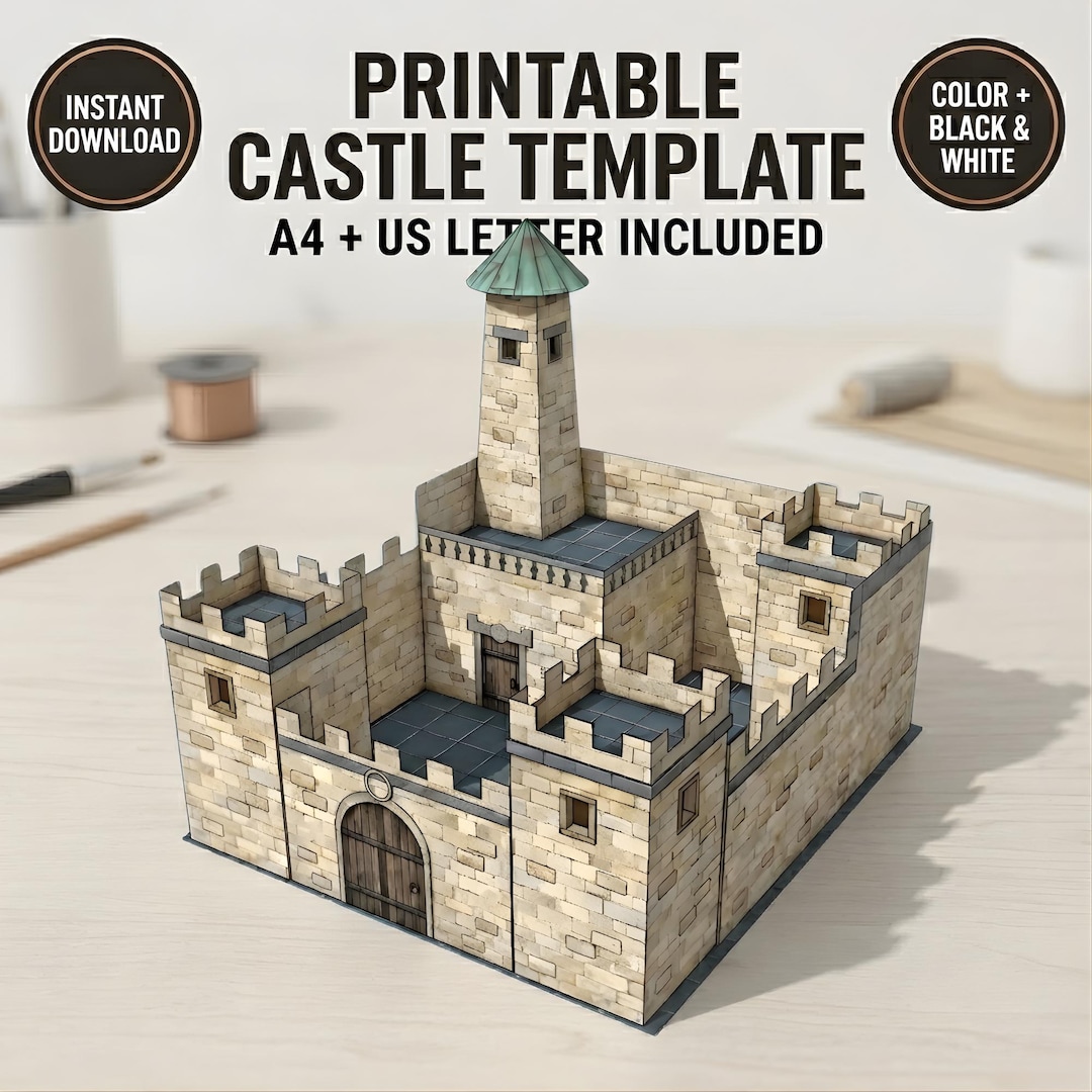 Printable Medieval Castle Paper Craft Kit for Kids, Kids Sunday ...