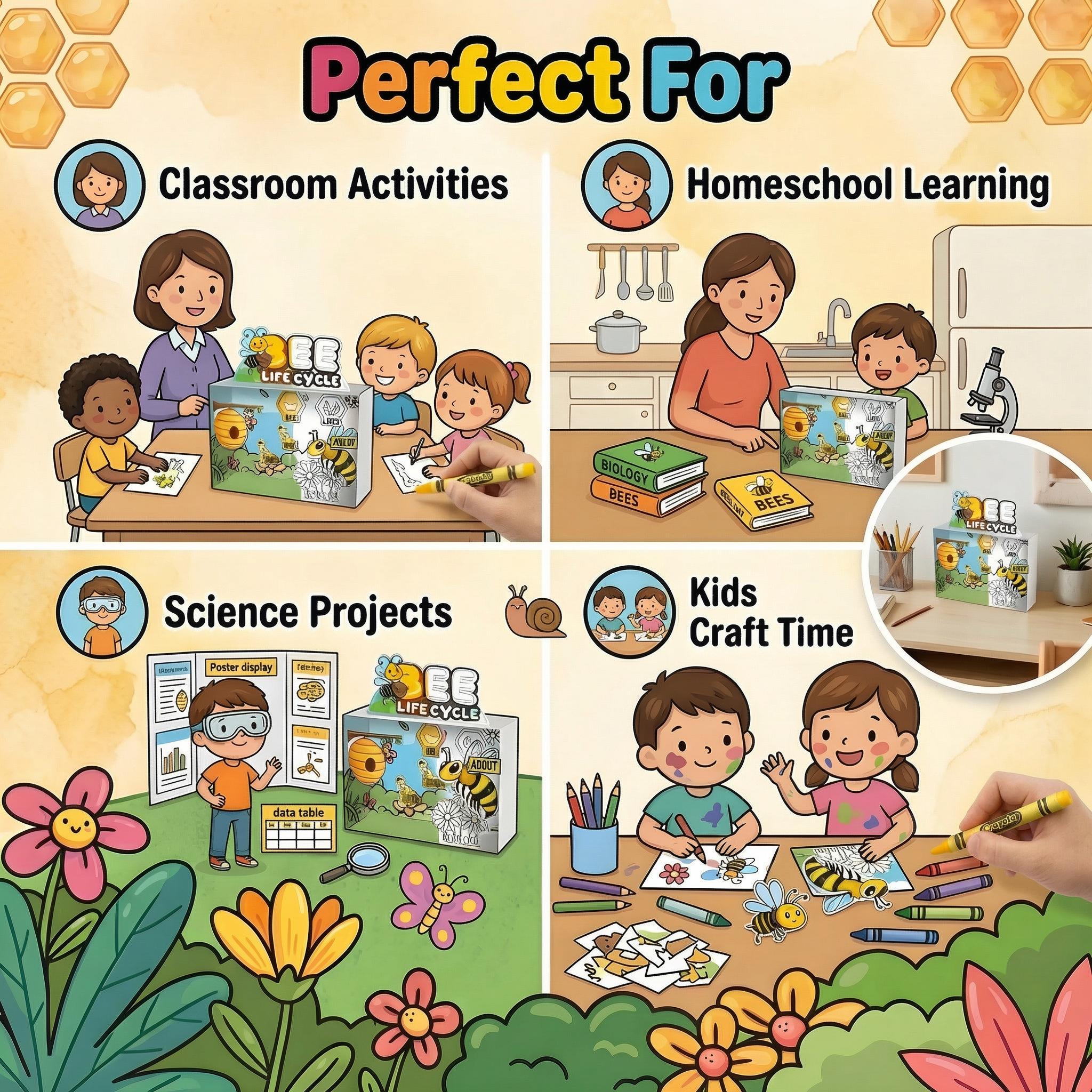 Bee Life Cycle 3D Craft Diorama, Spring Science Activity for Kids ...
