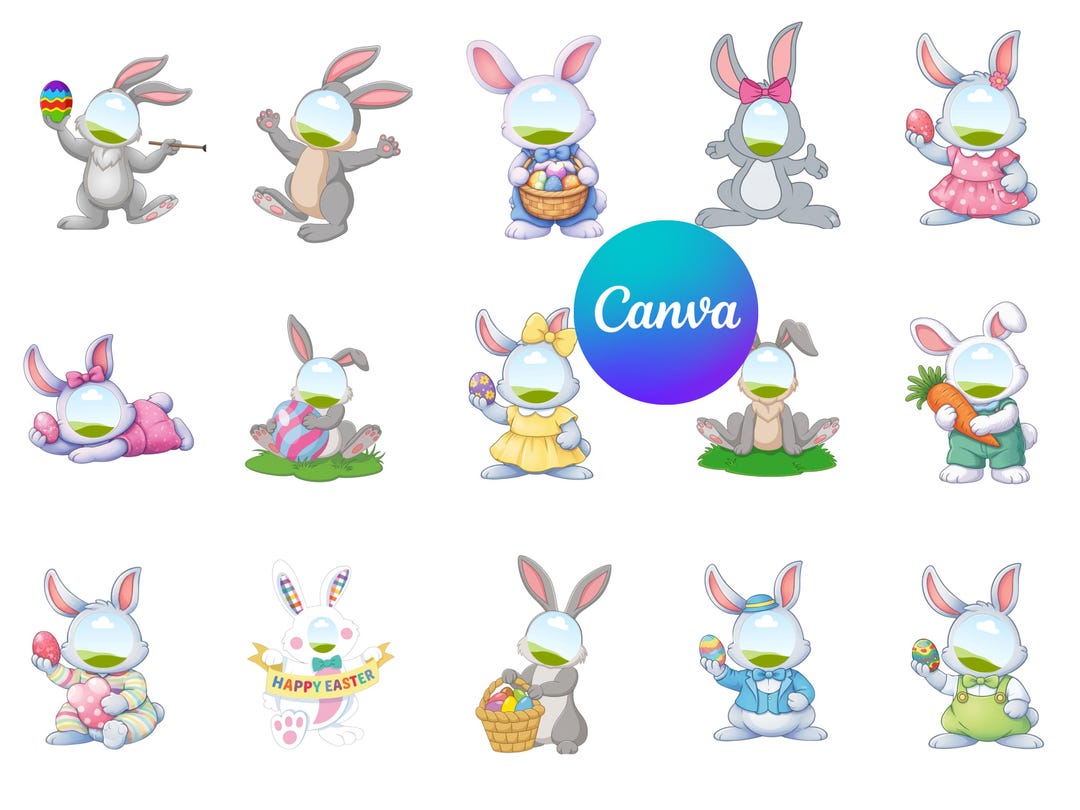 Easter Bunny Add Face, Bulletin Board Decor, Easter Craft, Canva Edit ...