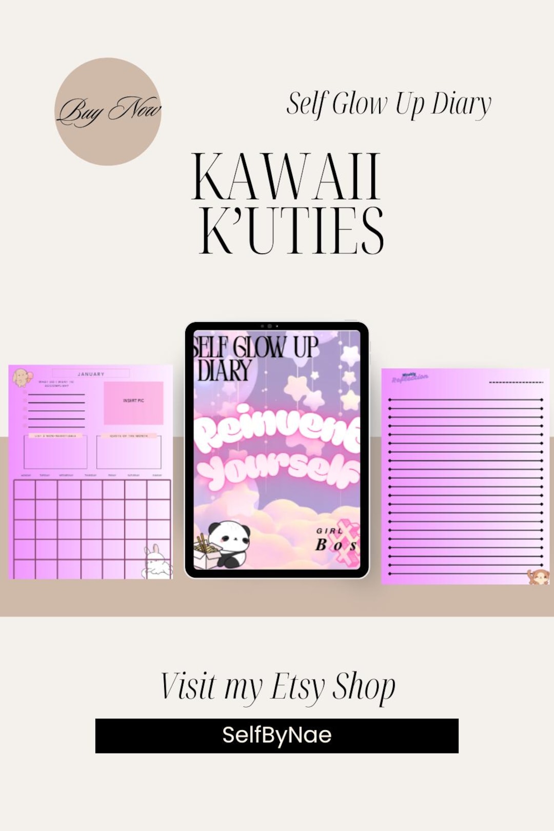 Kawaii K'uties | Glow up Self Care Journal | Girl Boss Diary for Health ...