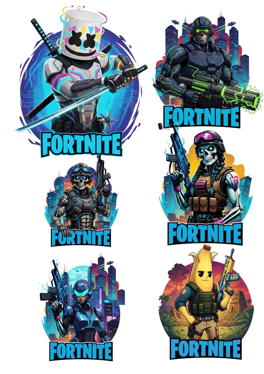 Fort Game 6 PNG Bundle, Gaming Character Clipart, Sublimation Design ...