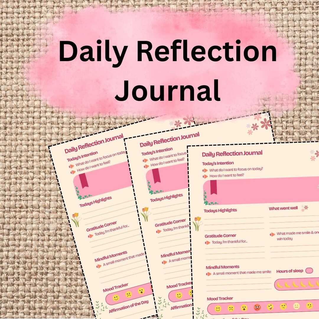 Daily Reflection Journal Printable | Self-love, Mood Tracker (PDF A4 ...
