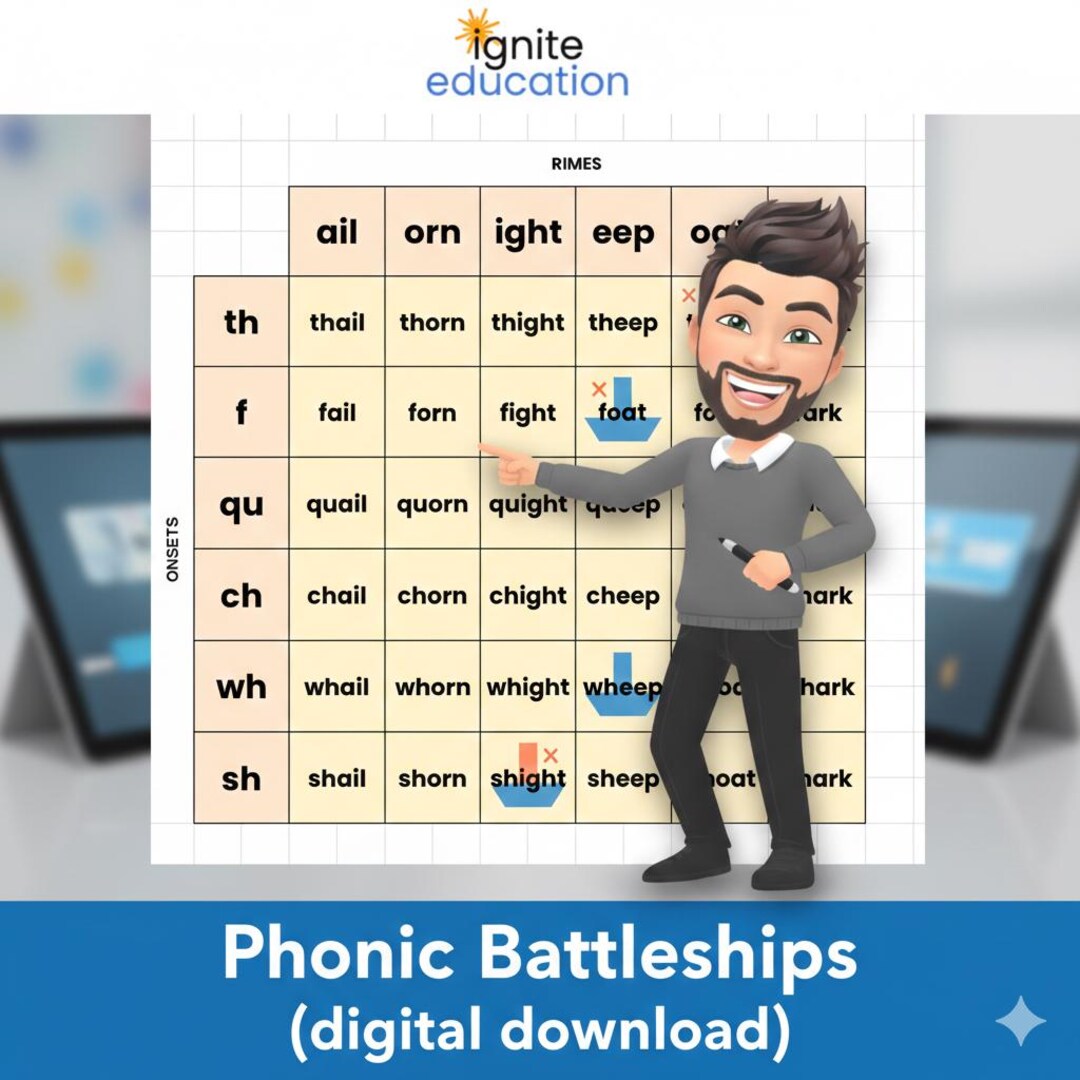 Phonics Battleships Google Sheets Template - Etsy