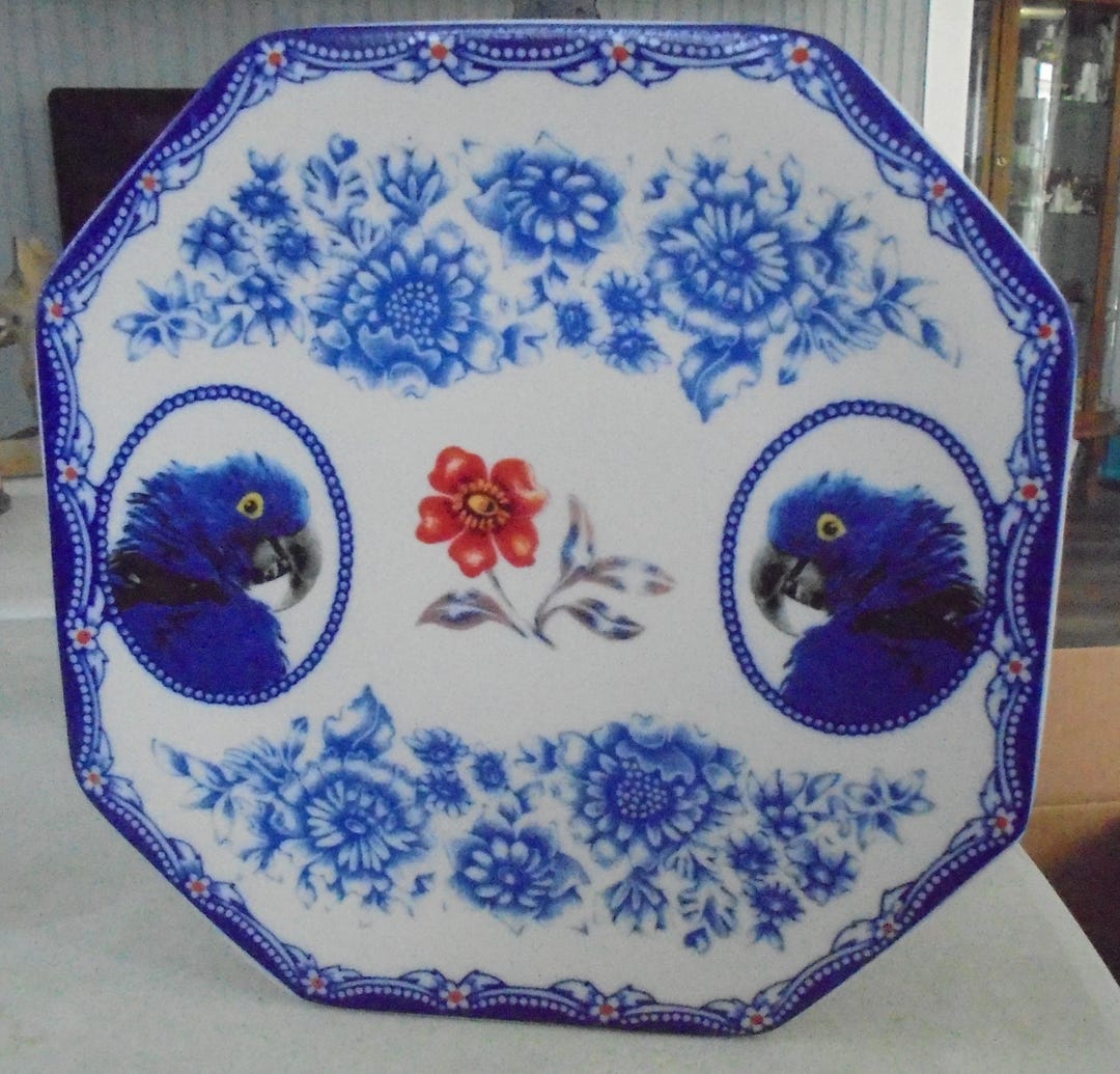 Absolutely Stunning Anthropologie Lou Rota Nature Plate With Parrots - Etsy