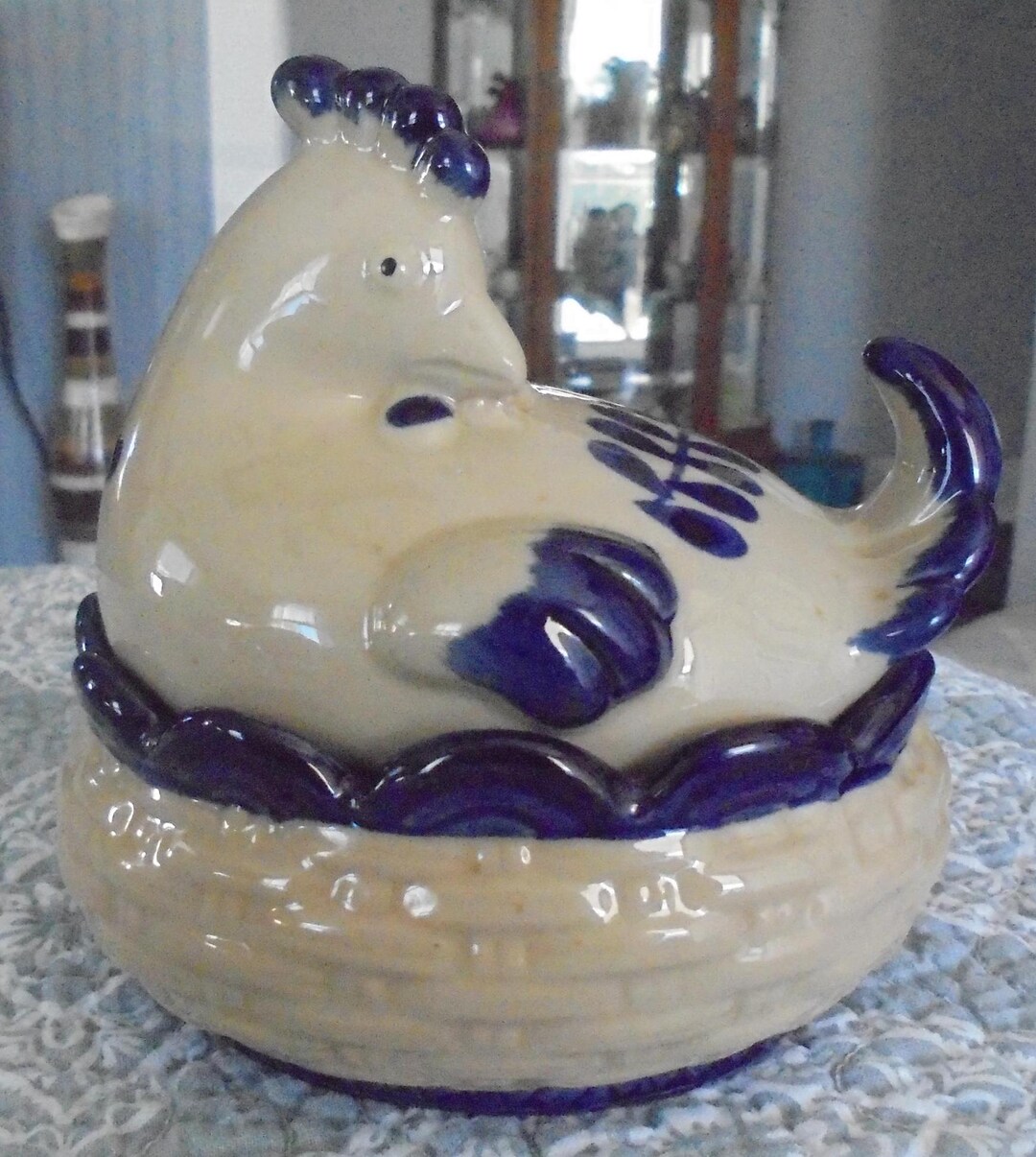 Vintage Ceramic Chicken Trinket Box - Etsy