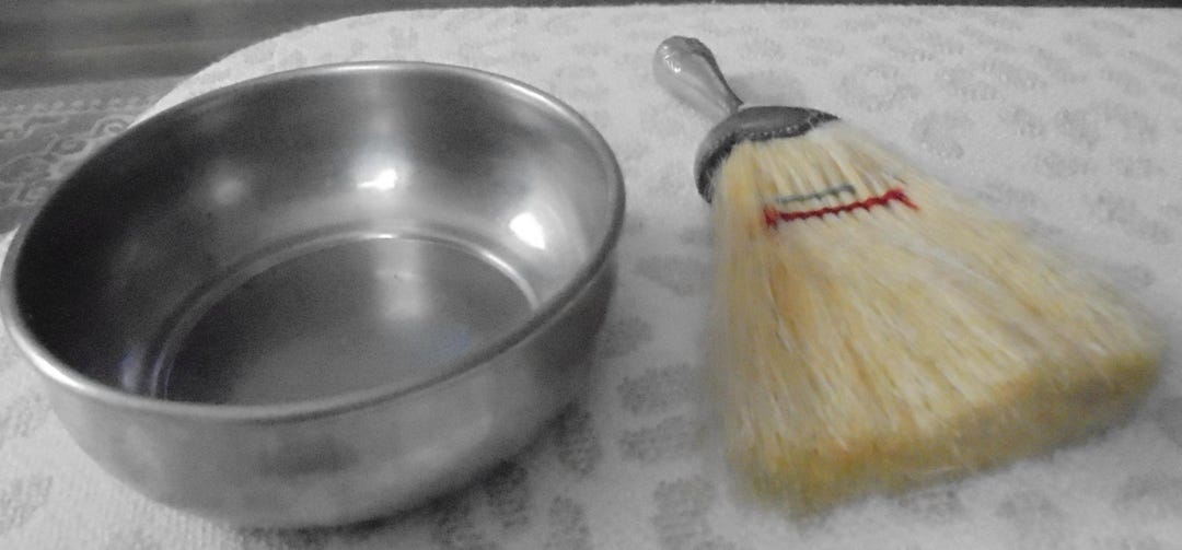 Vintage Beautiful Stainless Still Cup and Brush - Etsy