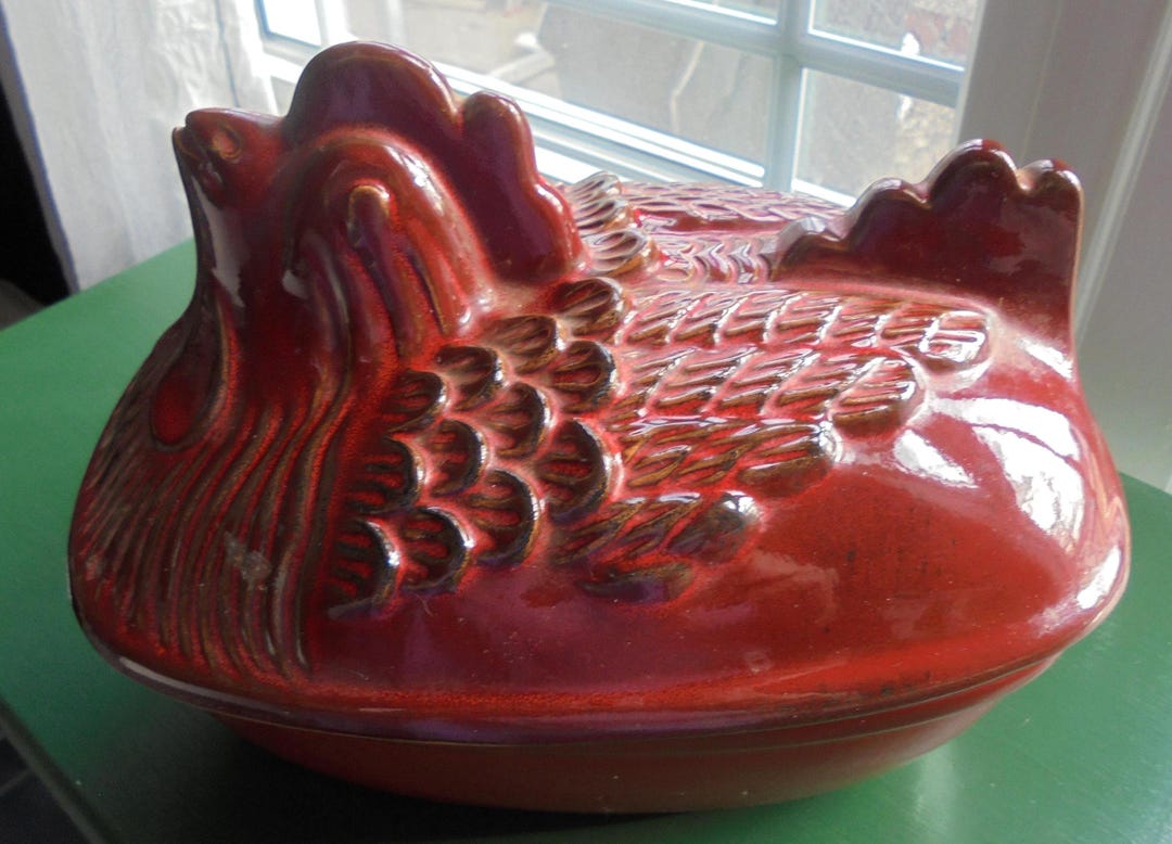 Red Pottery Chicken Rooster Baking Casserole Dish. Made in Italy - Etsy
