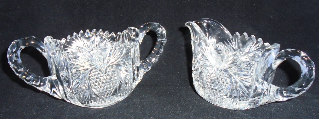 Antique Hand Cut Crystal Creamer and Sugar - Etsy