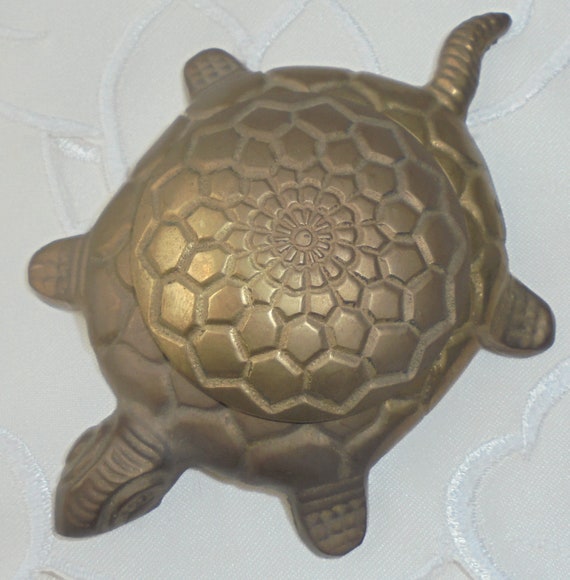 Brass and Copper Turtle Trinket Box - Gem