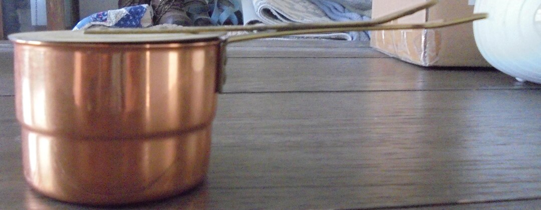 Vintage Small Copper Pot With Sliding Brass Lid - Etsy