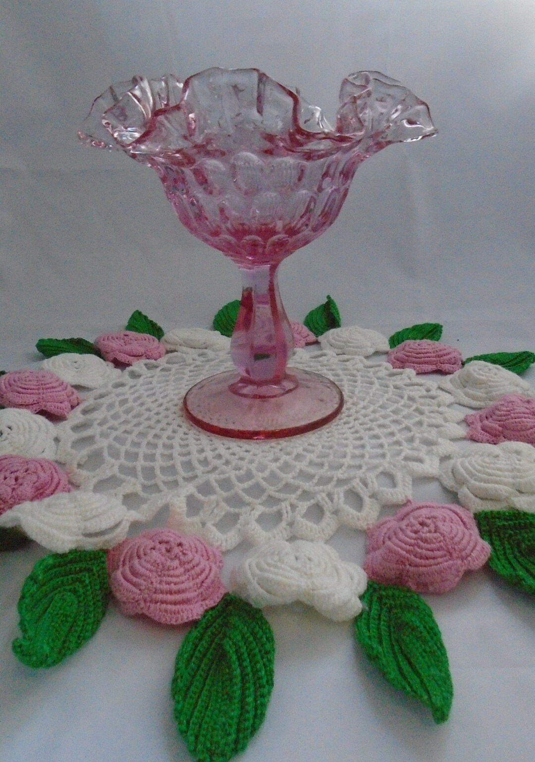Beautiful Vintage Pink Compote Vase - Etsy