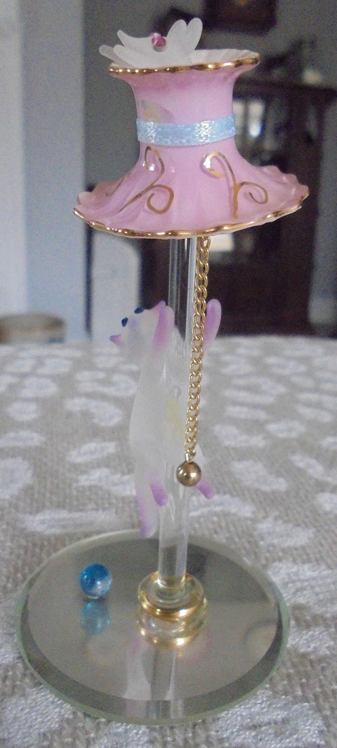 Vintage Glass Baron Miniature Lamp With Cat and Mouse - Etsy