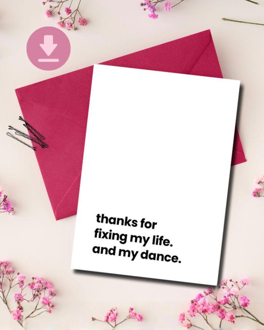 Thanks for Fixing My Life and My Dance, Dance Teacher Thank You Card ...