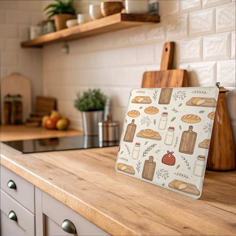 Cottagecore Glass Chopping Board – Tempered Glass, Worktop Saver ...
