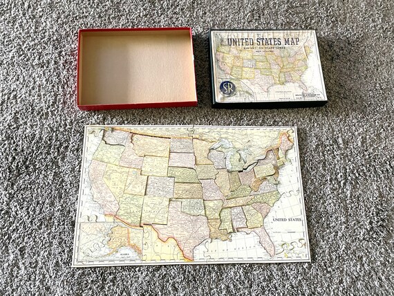 Vintage United States Die Cut Map Selchow Righter Co. USA - Etsy