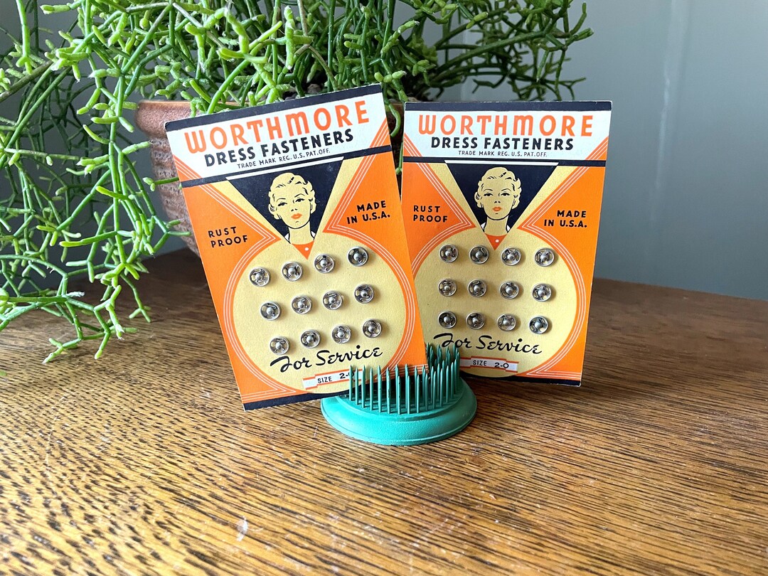 Vintage Pair- Worthmore Dress Fasteners- Vintage Sewing Notions ...