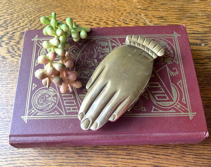 RARE Vintage Volupte Golden Hand Gesture Figural Makeup Compact Brass ...