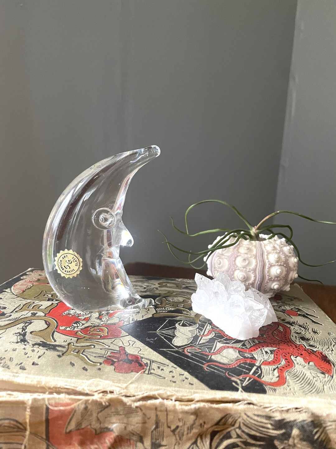 Vintage Silverbrook Art Glass Paperweight- Man in the Moon- Crescent ...