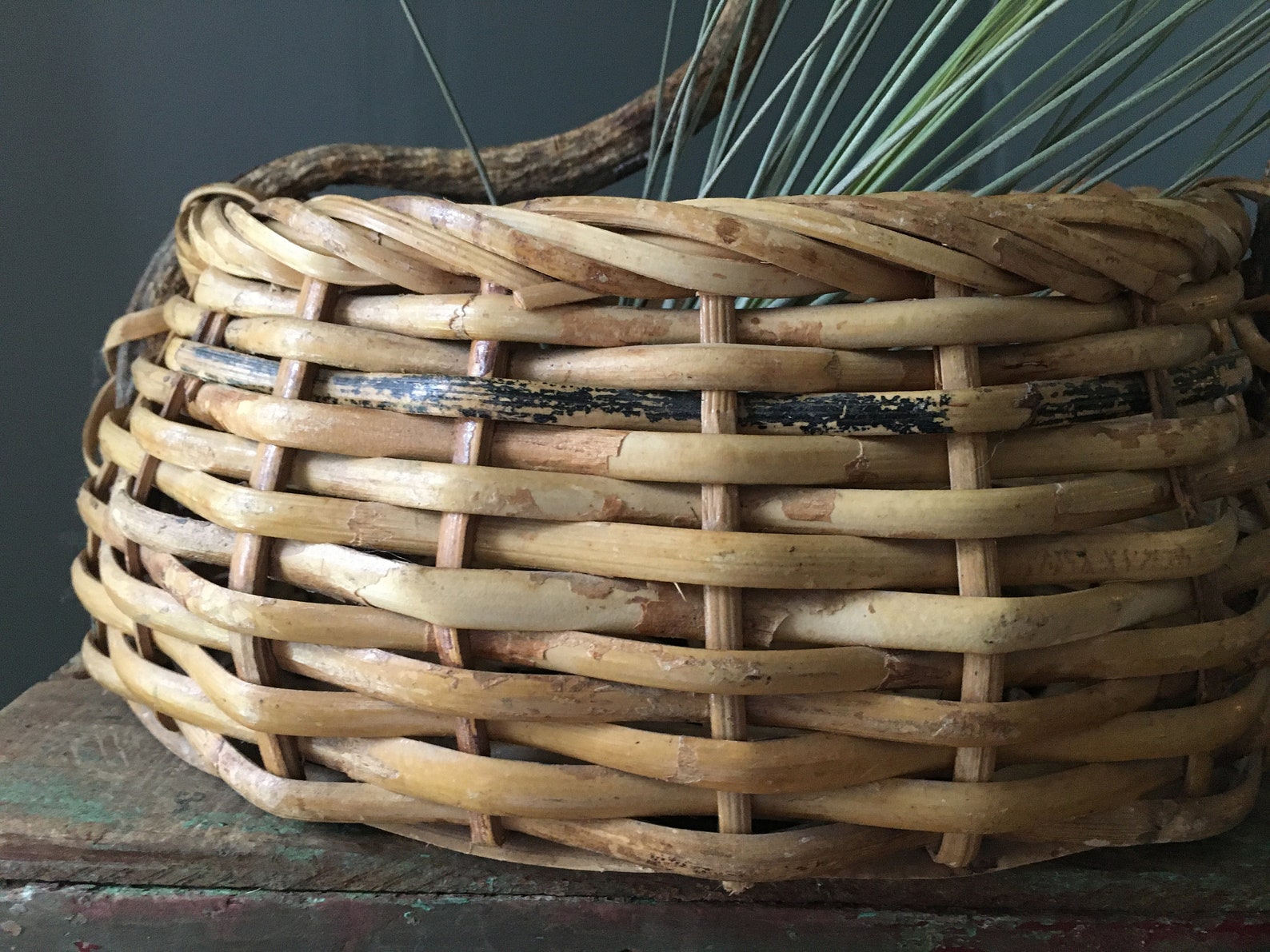 Vintage Basket Unique Vintage Rustic Basket With Natural | Etsy