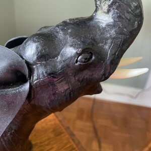 Vintage Pair- Leather- Wrapped Elephant Statues/ Figurines- African ...