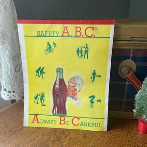 Vintage 1949 Coca- Cola Safety Abc's Advertising Writing Table- Sprite ...