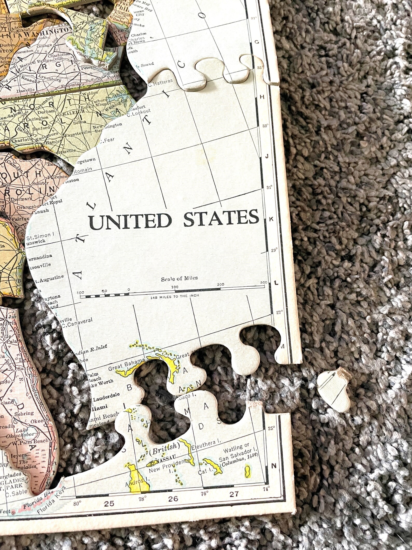 Vintage United States Die Cut Map Selchow Righter Co. USA - Etsy