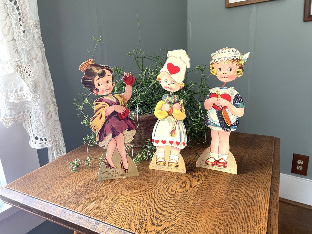 RARE- Vintage Trio Large Standing German Nodder/ Bobble Head Valentine ...