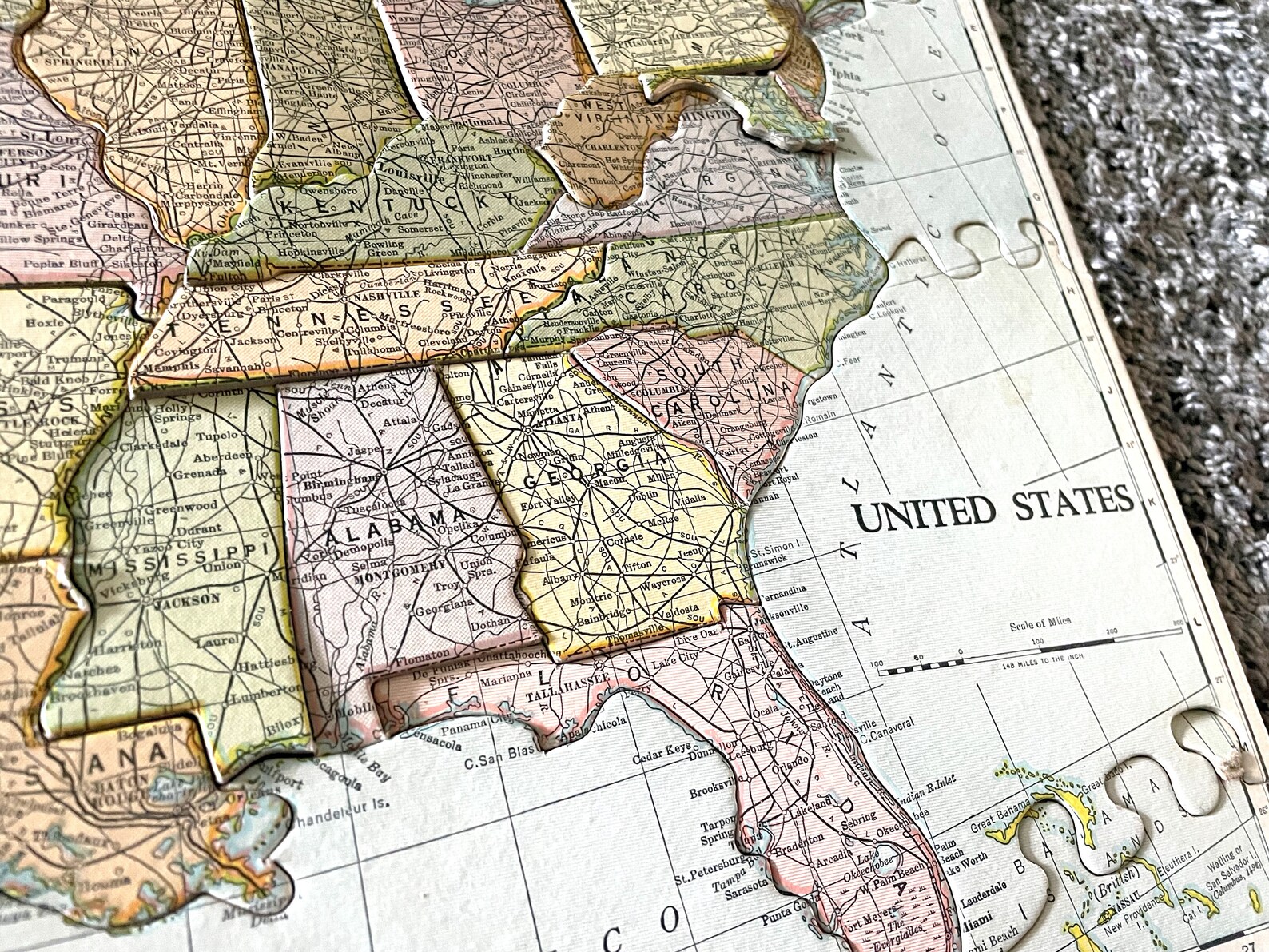 Vintage United States Die Cut Map Selchow Righter Co. USA - Etsy