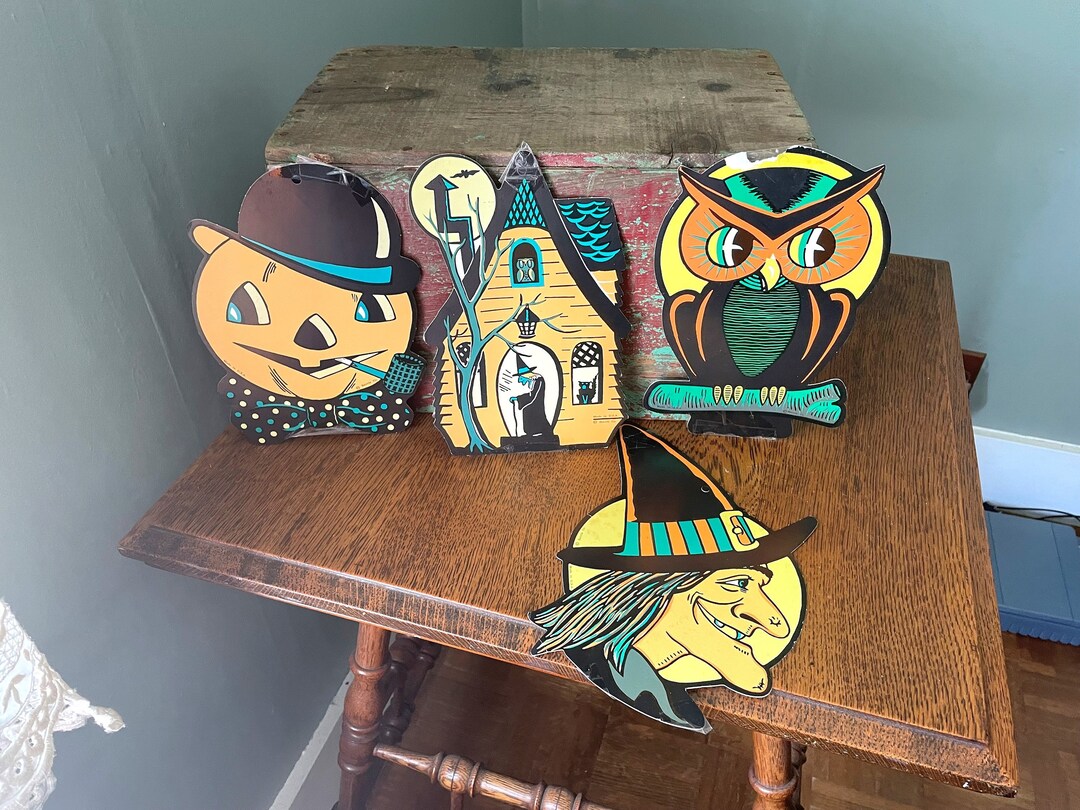 Vintage Set of 4- Beistle Halloween Embossed Die Cuts- Owl- Haunted ...