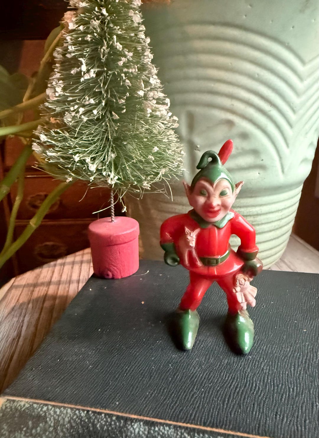 Vintage Rosbro MCM Plastic Elf Ornament- Retro MCM Plastic Elf Pointy ...