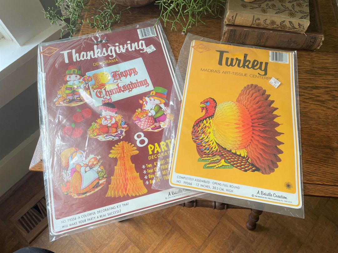 Vintage Pair- Beistle Thanksgiving Table/ Party Decor- Turkey Honeycomb ...