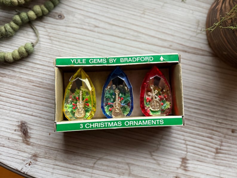 Vintage NOS Yule Gems by Bradford- Midcentury Plastic Jewel Ornaments ...