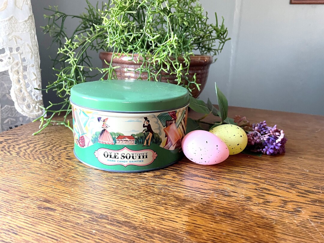 Vintage Tin ole South Hard Candy Dainties Green/ Pastel Tin Vintage ...