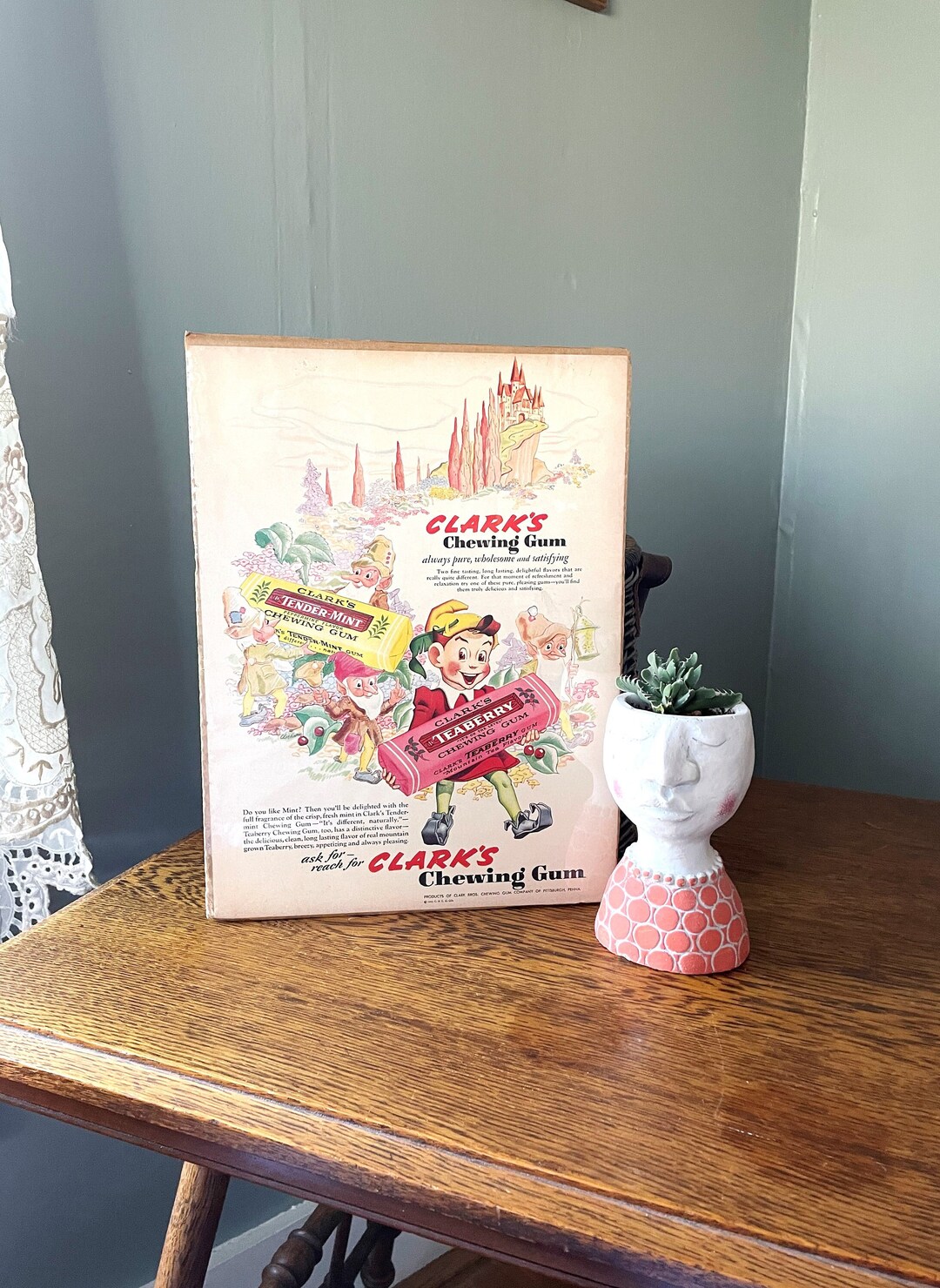 Vintage 1943 Clark's Chewing Gum Teaberry & Tendermint Chewing Gum ...