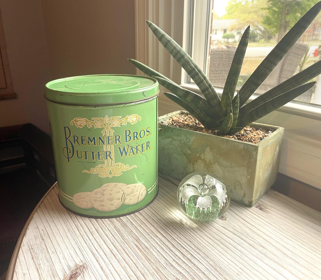 Vintage Premner Bros Butter Wafer Tin-vintage Mint Green Tin- Christmas ...