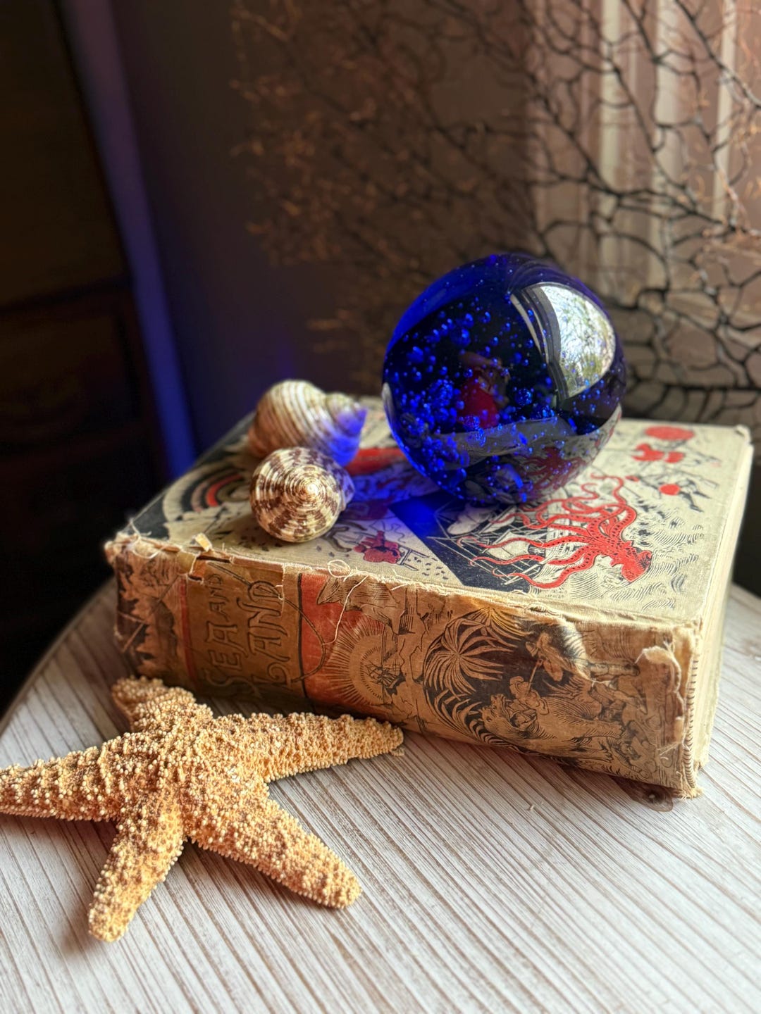 Vintage Cobalt Blue Glass Paperweight- Glass Sphere- Glass Orb- Beach ...