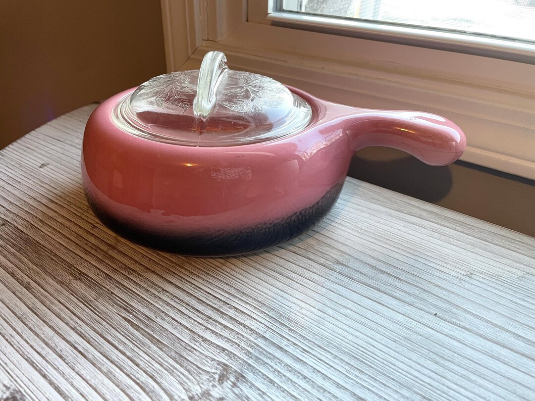 Vintage Hull Pink Black Ombre Baker With Glass Lid- Midcentury Kitchen ...