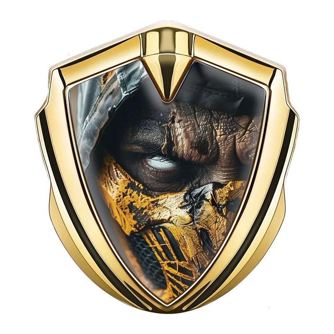 Polished Chrome Car Shield Gold Drip Skull Badge Modern Exterior Car ...