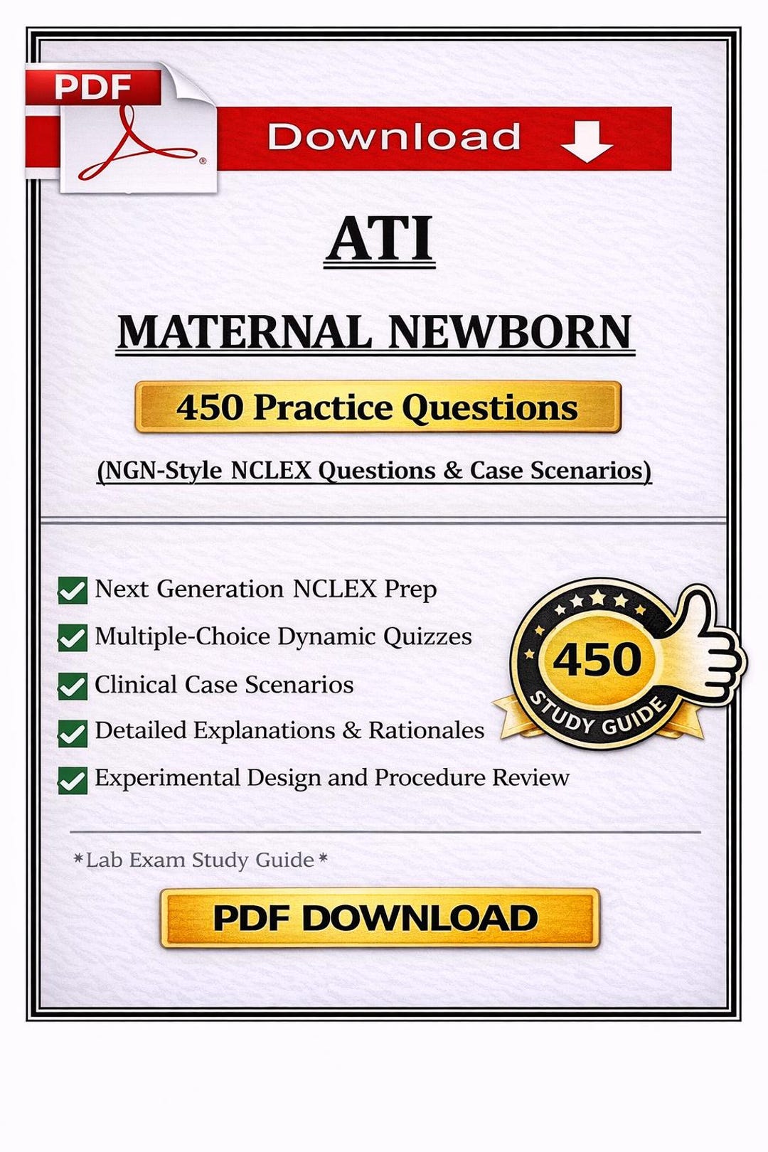 ATI Maternal Newborn Practice Questions | 450 Ngn-style NCLEX Questions ...