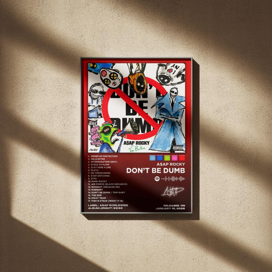 ASAP Rocky “don’t Be Dumb” Tracklist Poster | Hip-hop Poster Art | Rap ...
