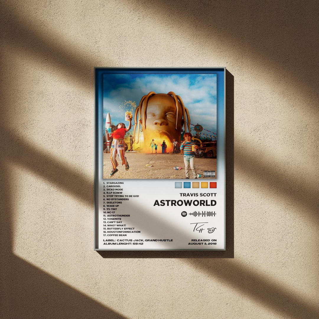 Travis Scott “ASTROWORLD” Album Tracklist Poster | Music Poster Art ...